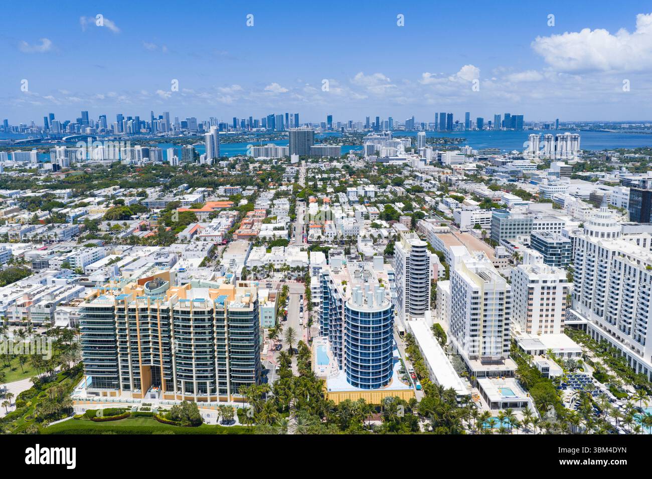 Aerial view of Miami beach coastline. Skyline and skyscrapers at Miami ...