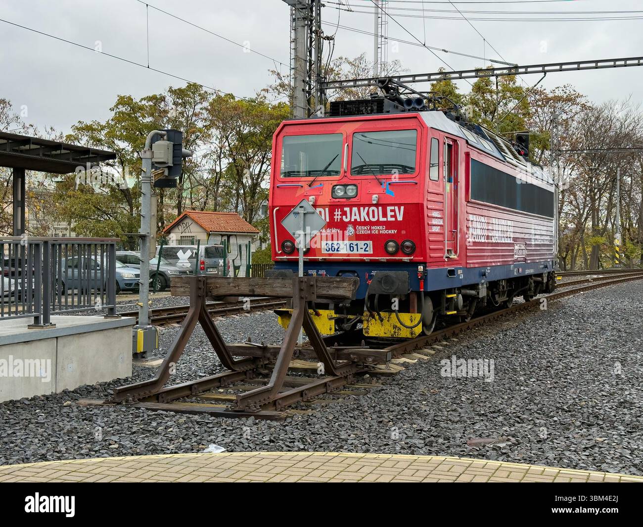 PRAGUE, CZECHIA - NOVEMBER 2, 2024: Red 362 161-2 Czech locomotive ...