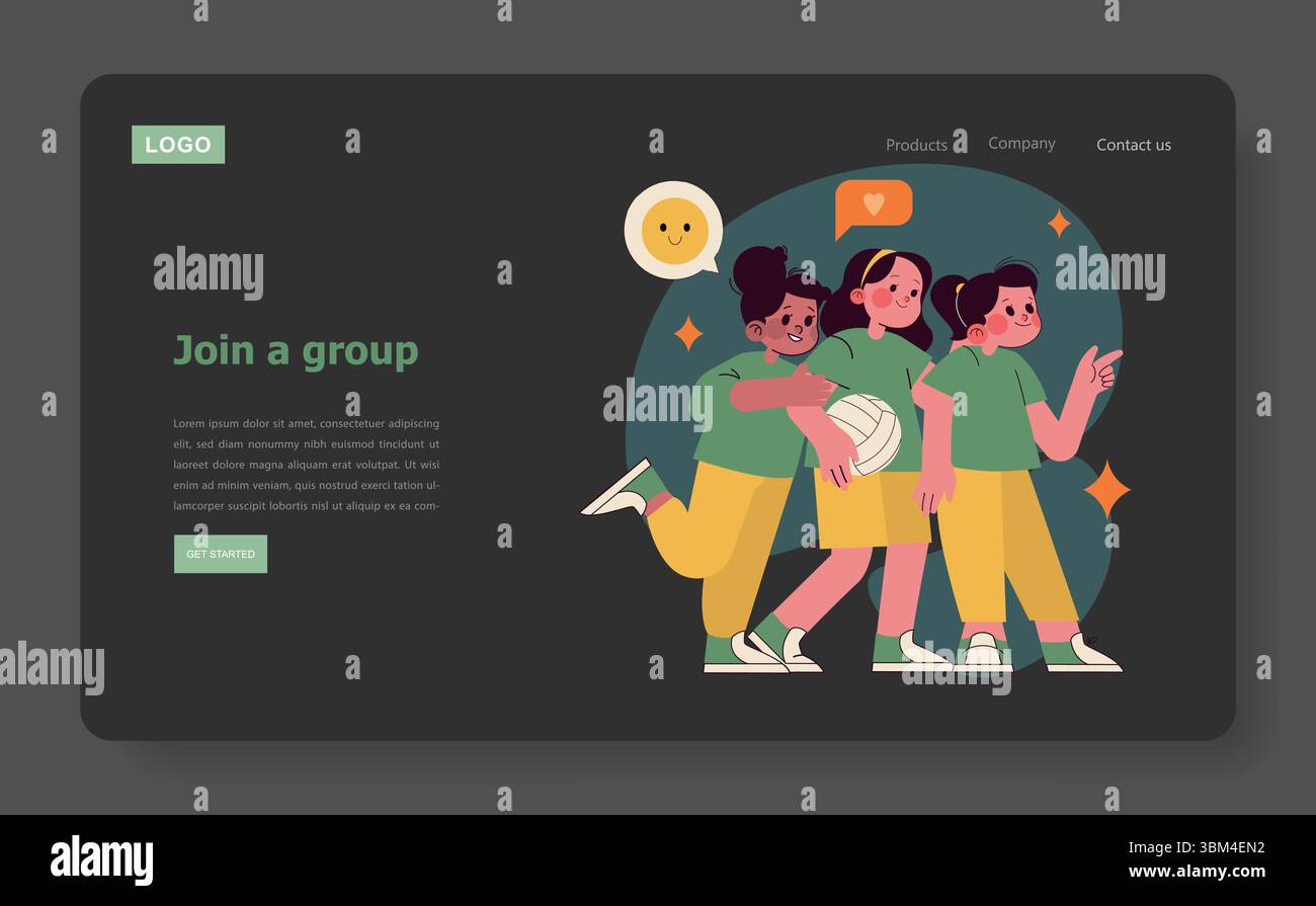 Preschool sports community engagement illustration. Children actively ...