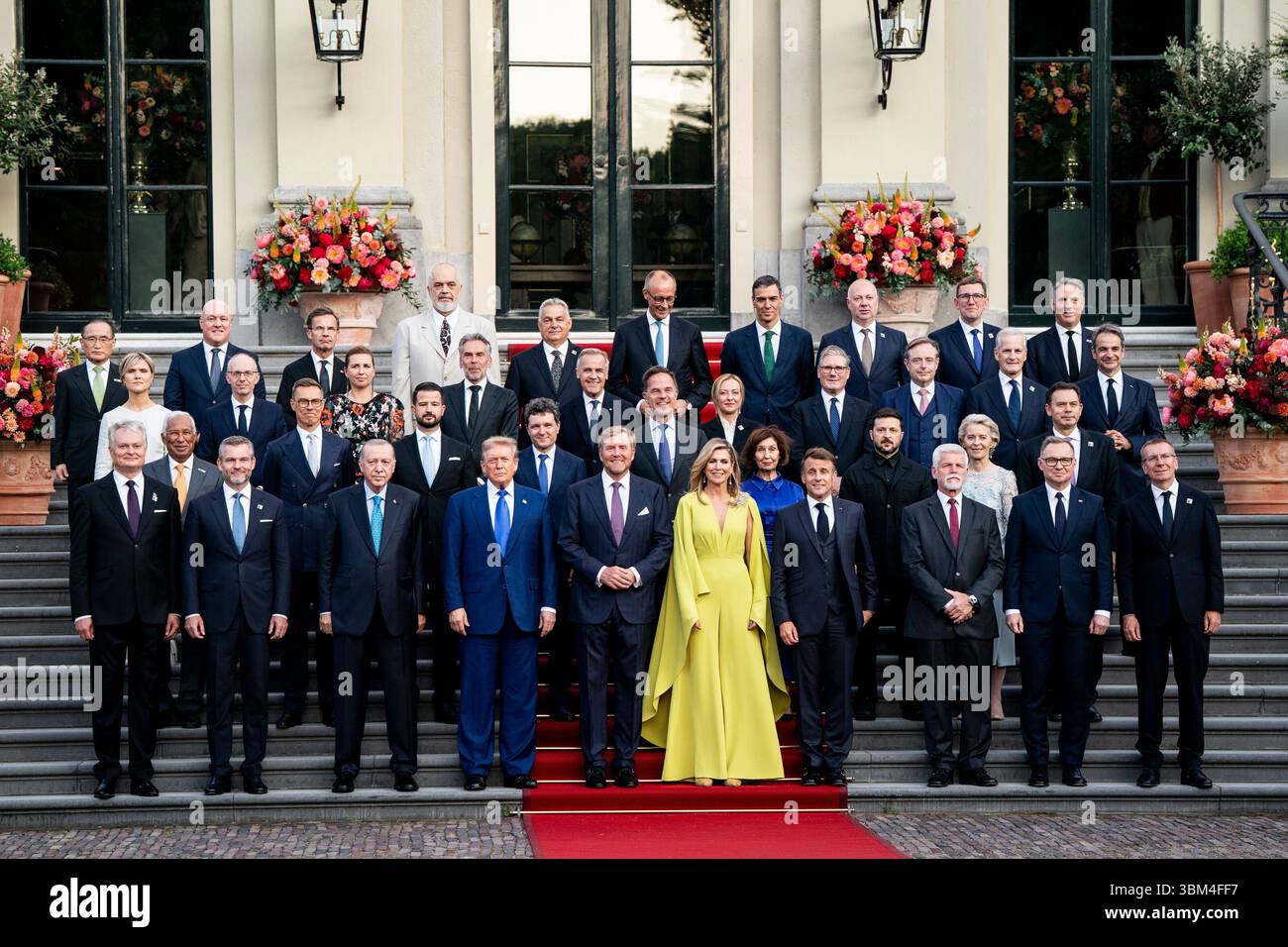 US President Donald Trump, center left, along with the King Willem ...