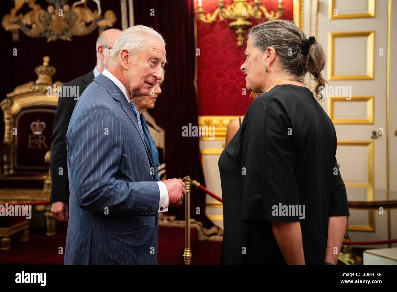 King Charles III speaks with Tracey Emin during a reception at St James ...