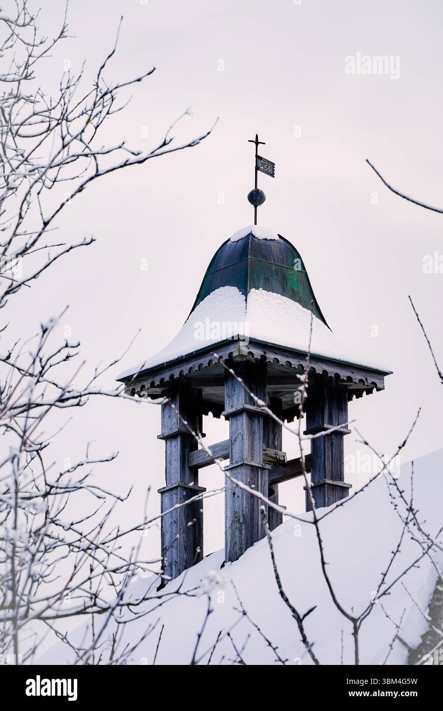 Bell tower of an old traditional Norwegian "stabbur", a food storage ...