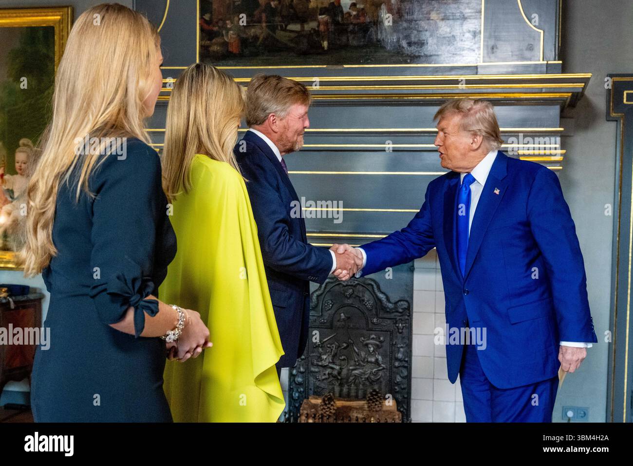 The US President Donald Trump meets King Willem-Alexander. Queen Maxima ...