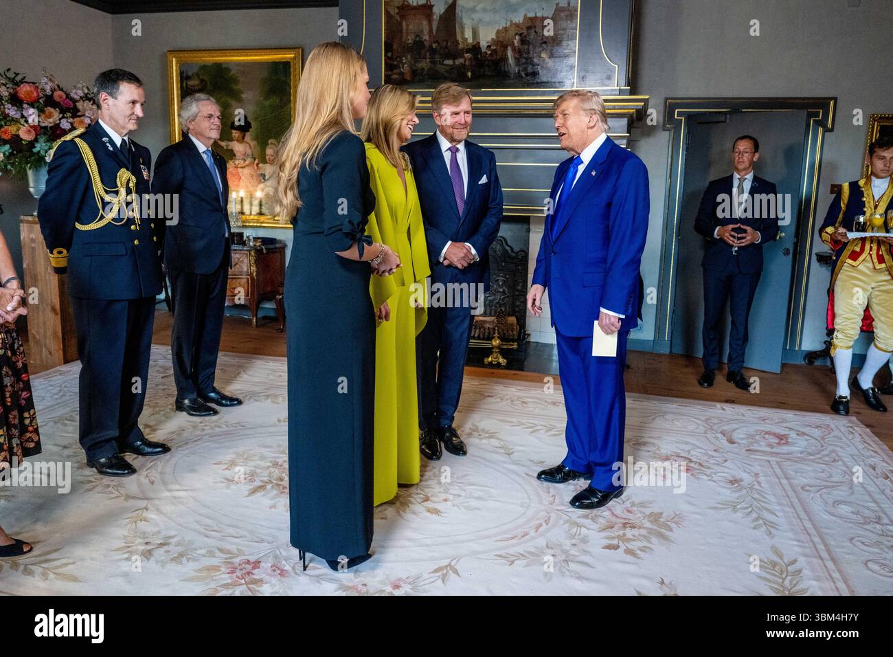 The US President Donald Trump meets King Willem-Alexander. Queen Maxima ...