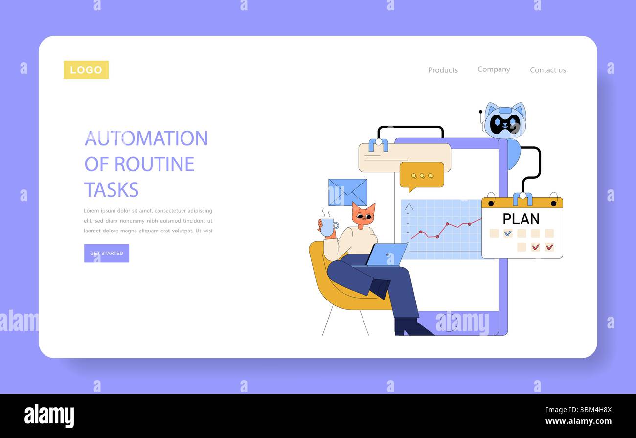 AI integration enhances workplace efficiency by automating routine tasks. This illustration ...
