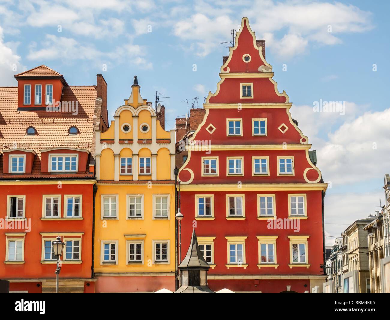 Vividly painted historical buildings with distinctive facades of Old ...