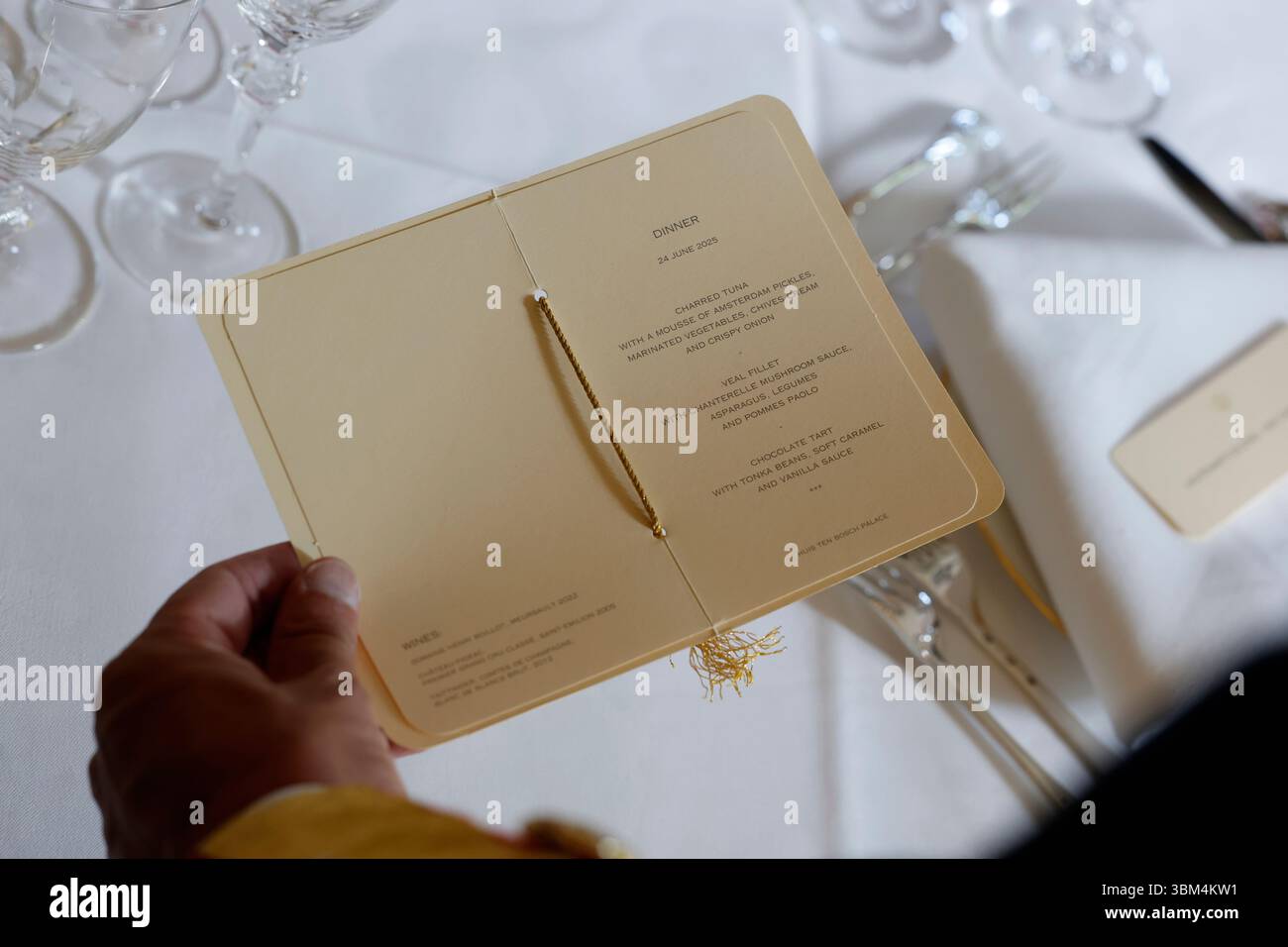 A dinner menu is shown that will be served for NATO heads of state and ...