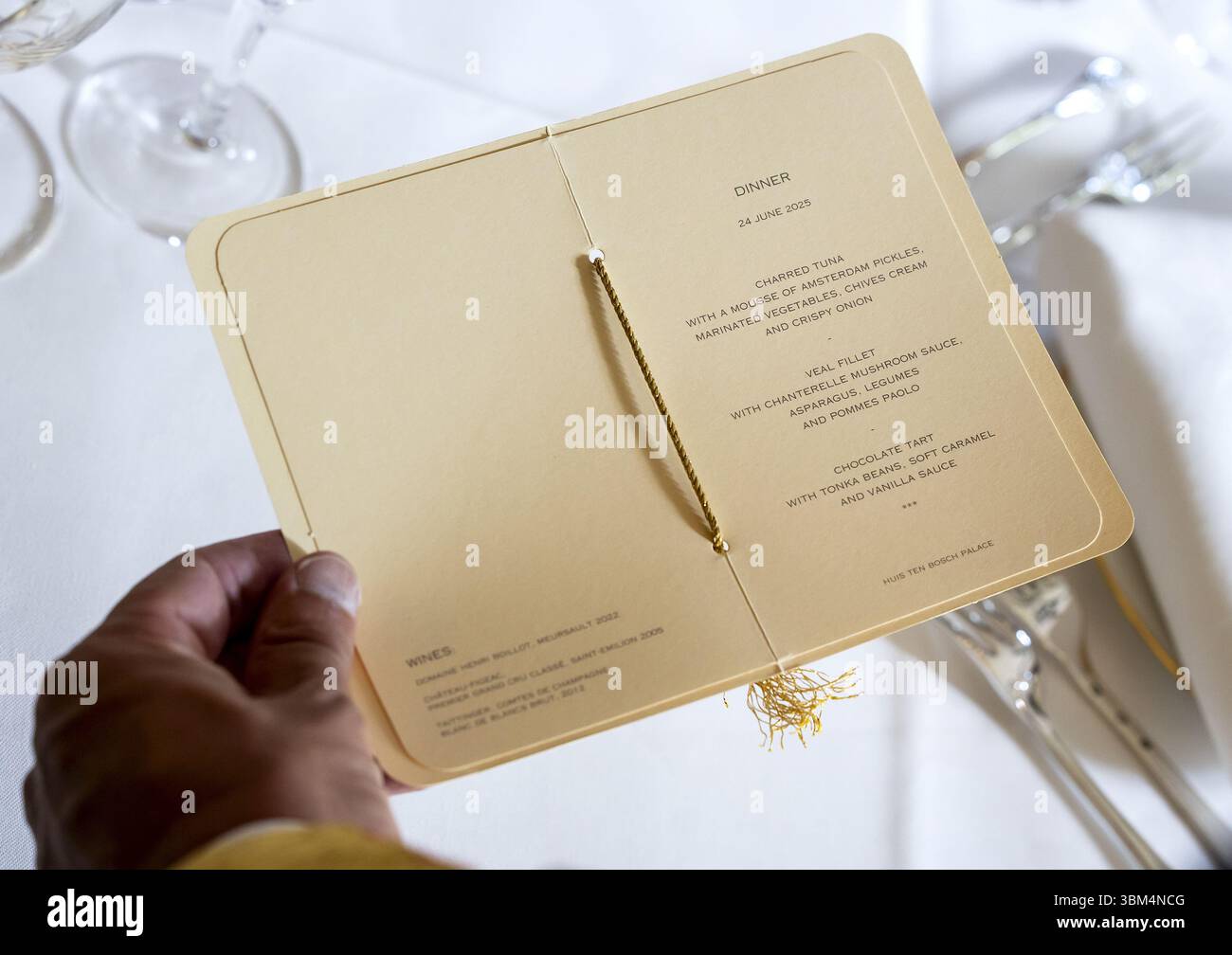 THE HAGUE - The menu prior to a dinner with heads of state and ...