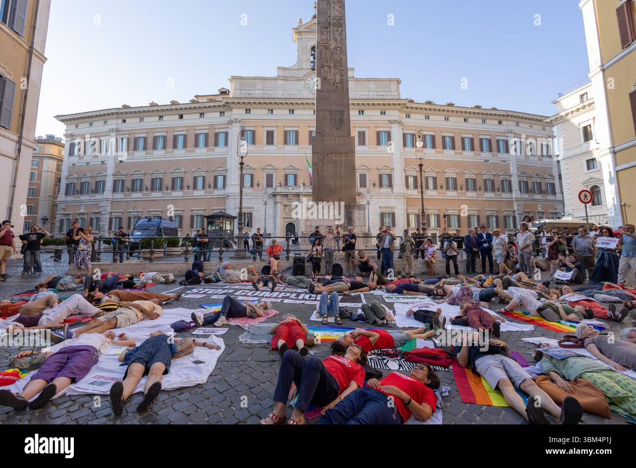 Flashmob “Die-In” in front of the Montecitorio Palace to denounce the ...