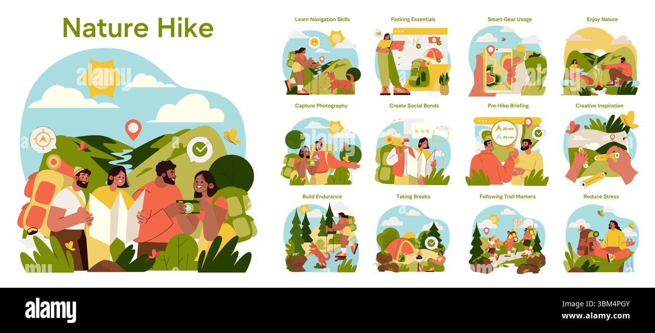 Hikers on trail view Stock Vector Images - Alamy
