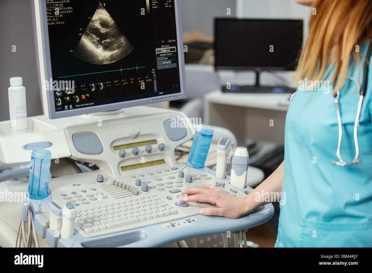 Modern medical equipment in the clinic. An ultrasound machine ...