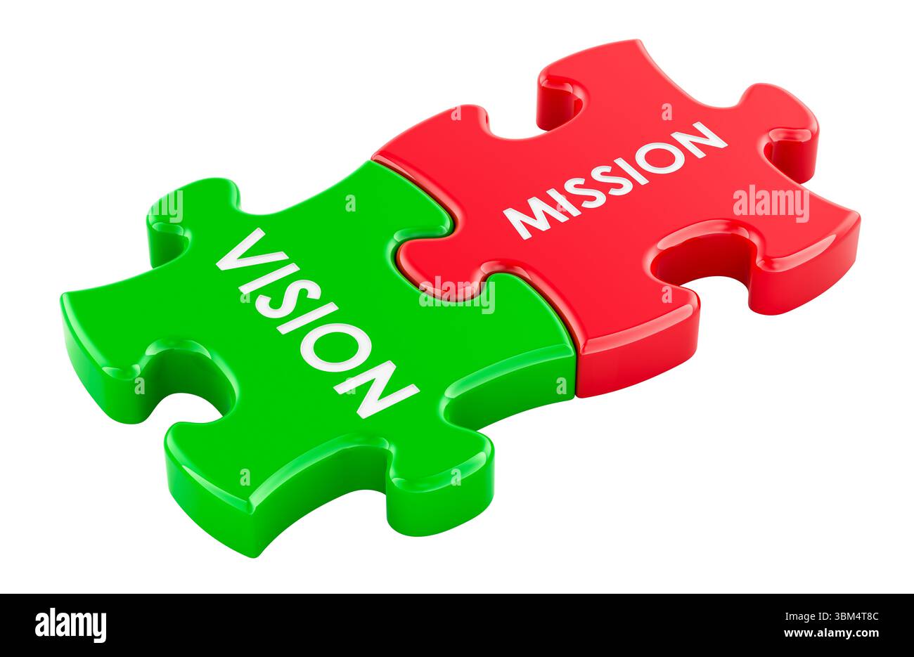 Vision and mission puzzle pieces, business concept. 3D rendering ...