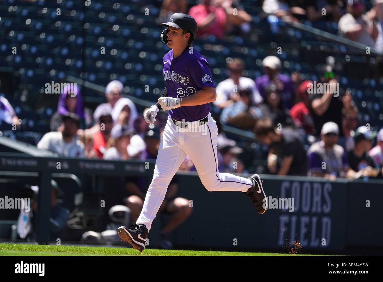 Colorado Rockies right fielder Mickey Moniak (22) in the fifth inning ...