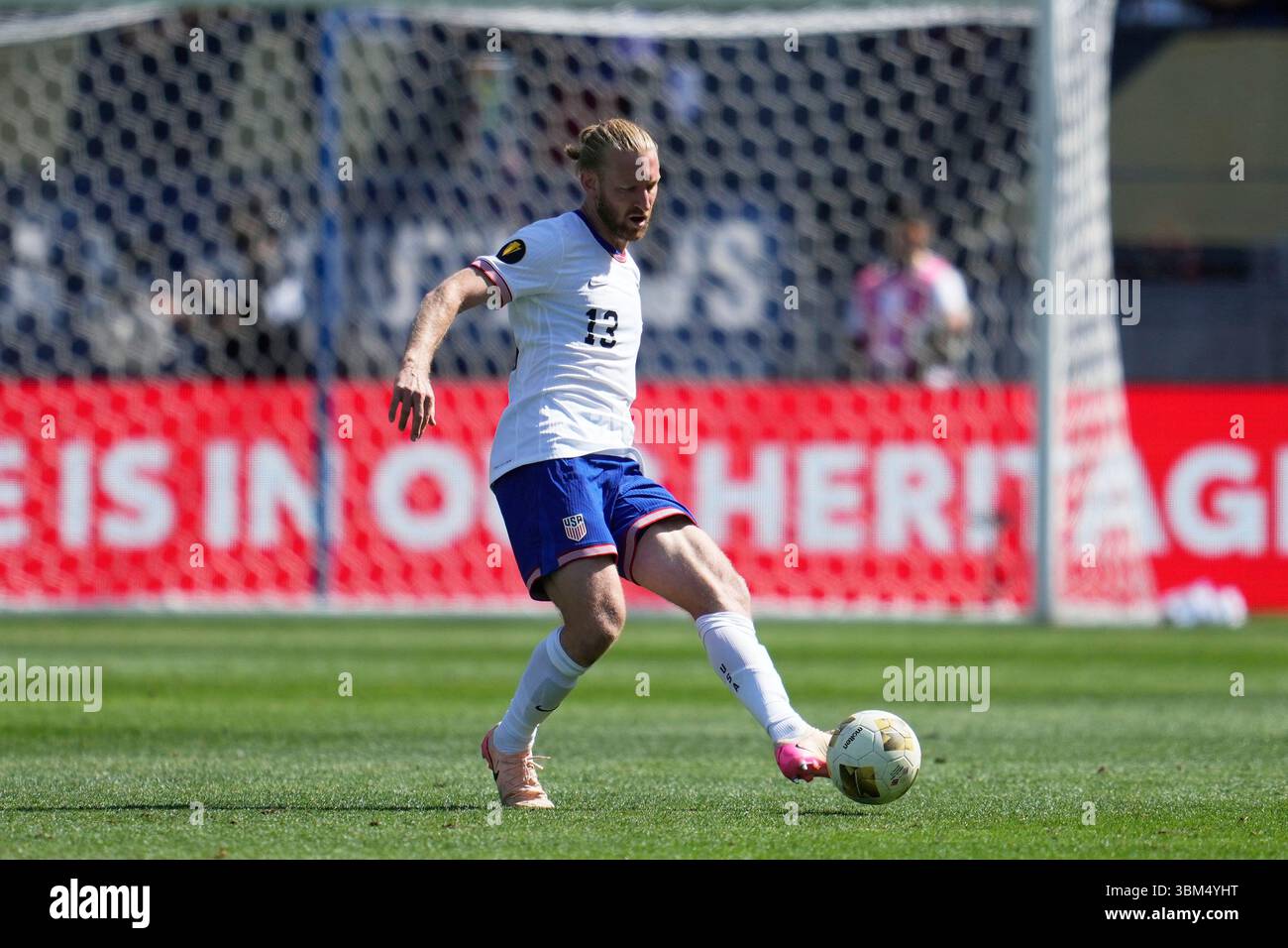United States defender Tim Ream (13) kicks the ball against Trinidad ...