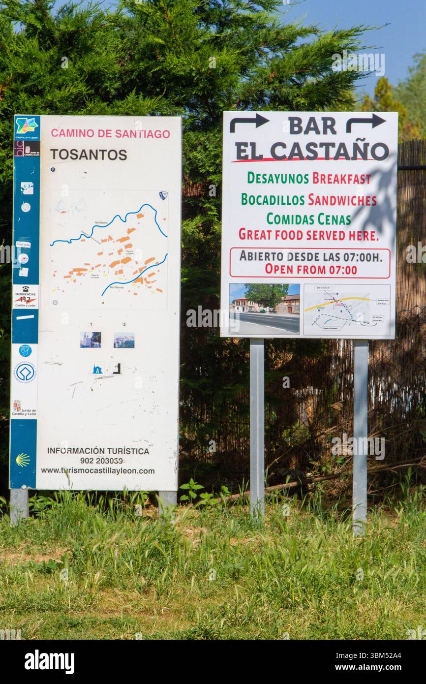 Woman pilgrim walking the Camino de Santiago the way of Saint James ...