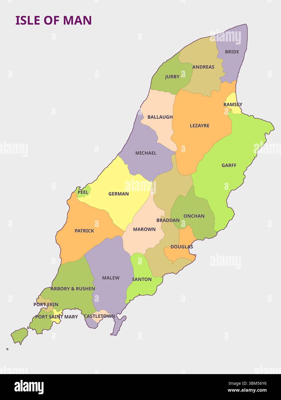 Map of the Isle of Man A Detailed Political Division Stock Vector Image ...