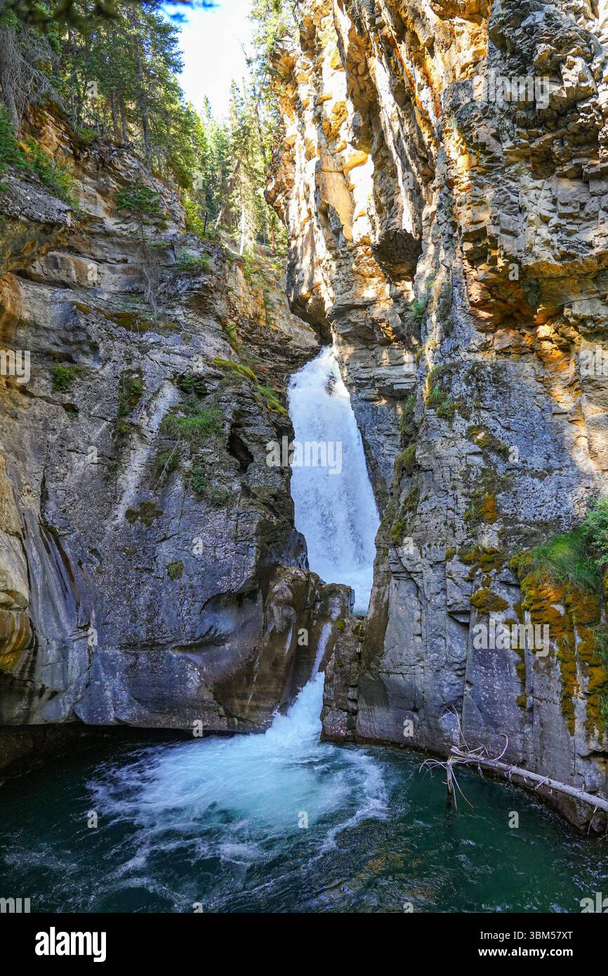 Lower falls in the Johnston Canyon in Banff National Park, Alberta ...
