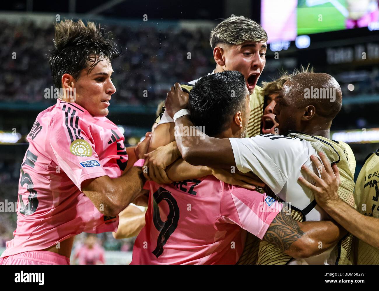 Miami Gardens, USA. 23rd June, 2025. Inter Miami celebrates a goal ...