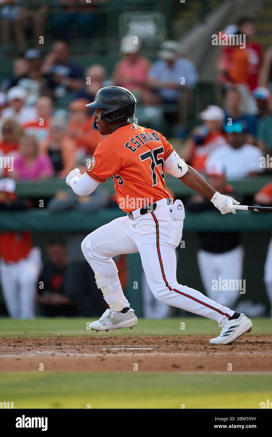 Baltimore Orioles Aron Estrada (75) bats during an MLB Spring Breakout ...