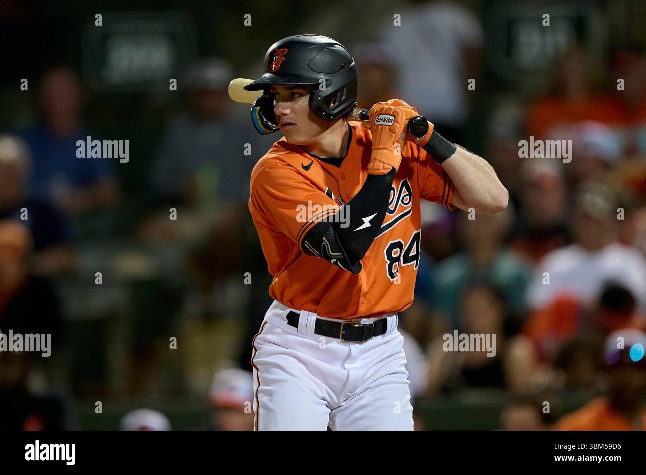 Baltimore Orioles Austin Overn (84) bats during an MLB Spring Breakout ...
