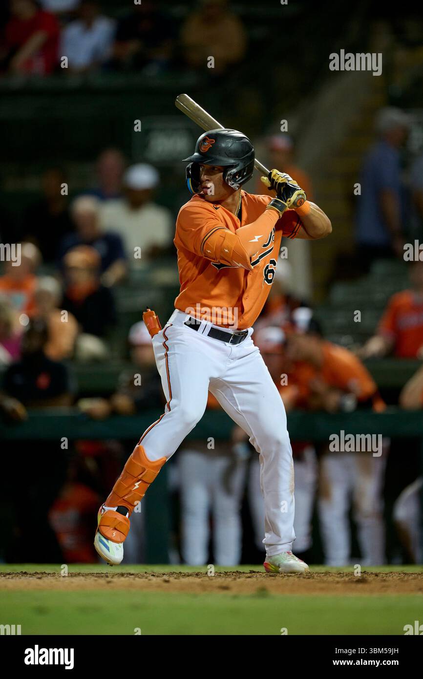 Baltimore Orioles DJ Layton (86) bats during an MLB Spring Breakout ...