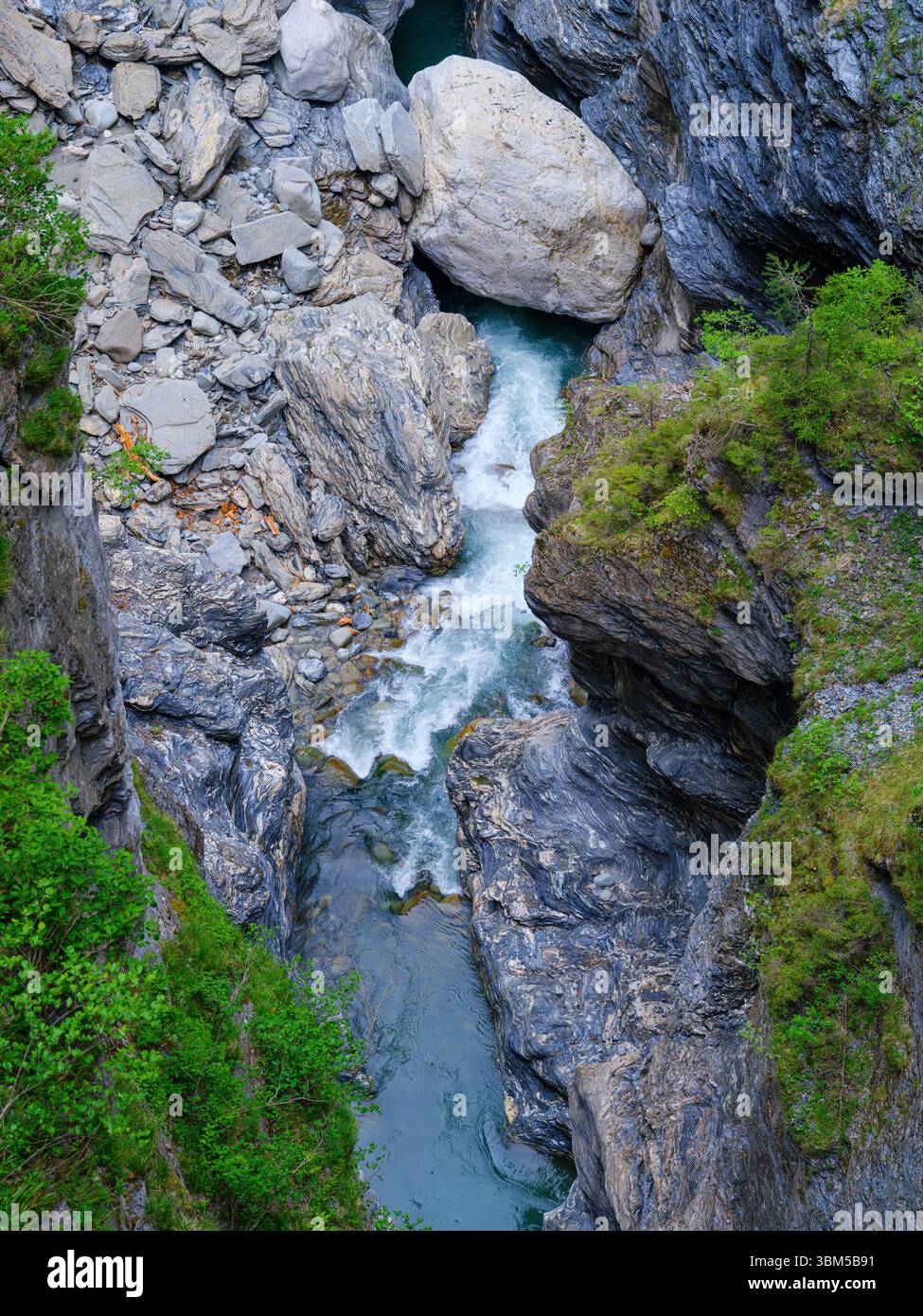 The Viamala Gorge in the nature park Beverin, carved out by river ...