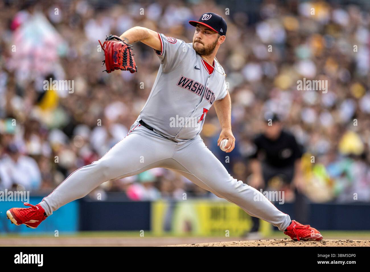 Washington Nationals starting pitcher Mitchell Parker throws against a ...
