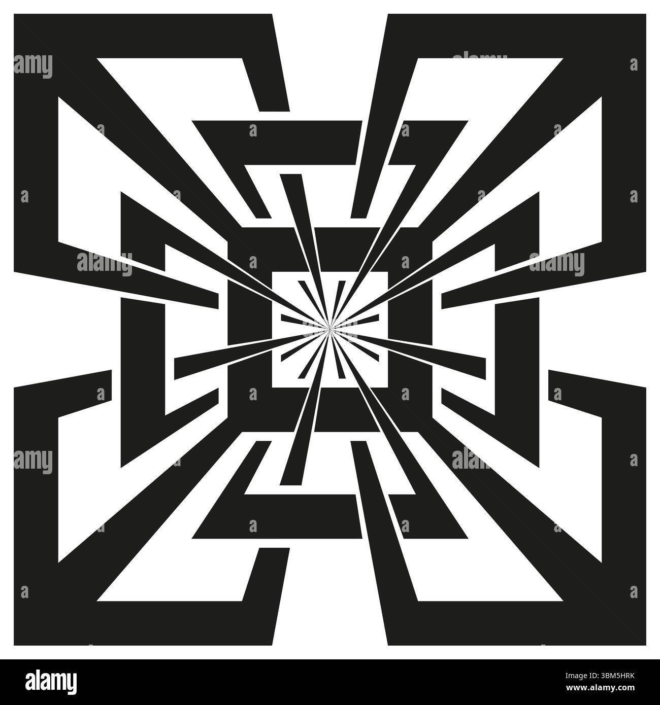 Concentric square pattern. Abstract geometric design. Radial symmetry ...