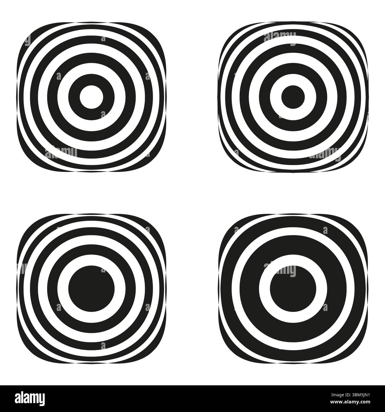 Concentric circle patterns. Ring target designs. Black circular ...