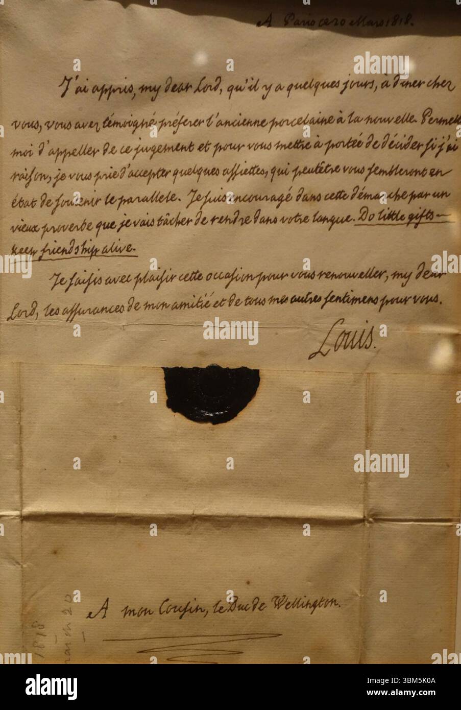 Letter from Louis XVIII of France to the Duke of Wellington ...