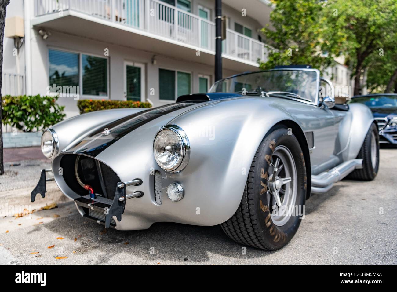 Miami, Florida, USA - April 13, 2025: AC Cobra sportscar convertible retro muscle car. Retro ...