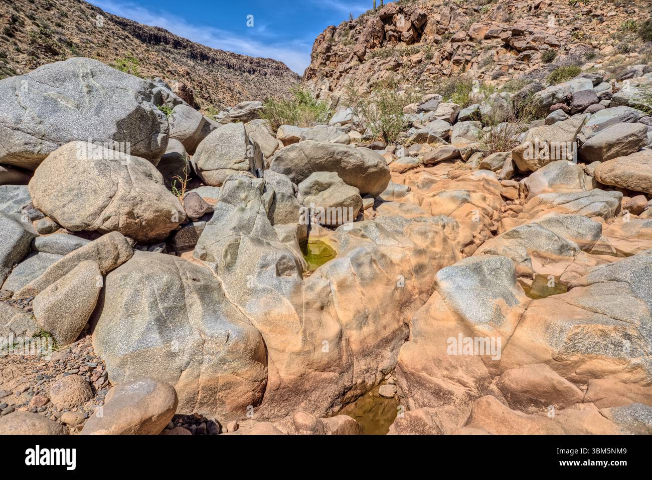 The granite riverbed of the Agua Fria River Canyon in the Agua Fria ...