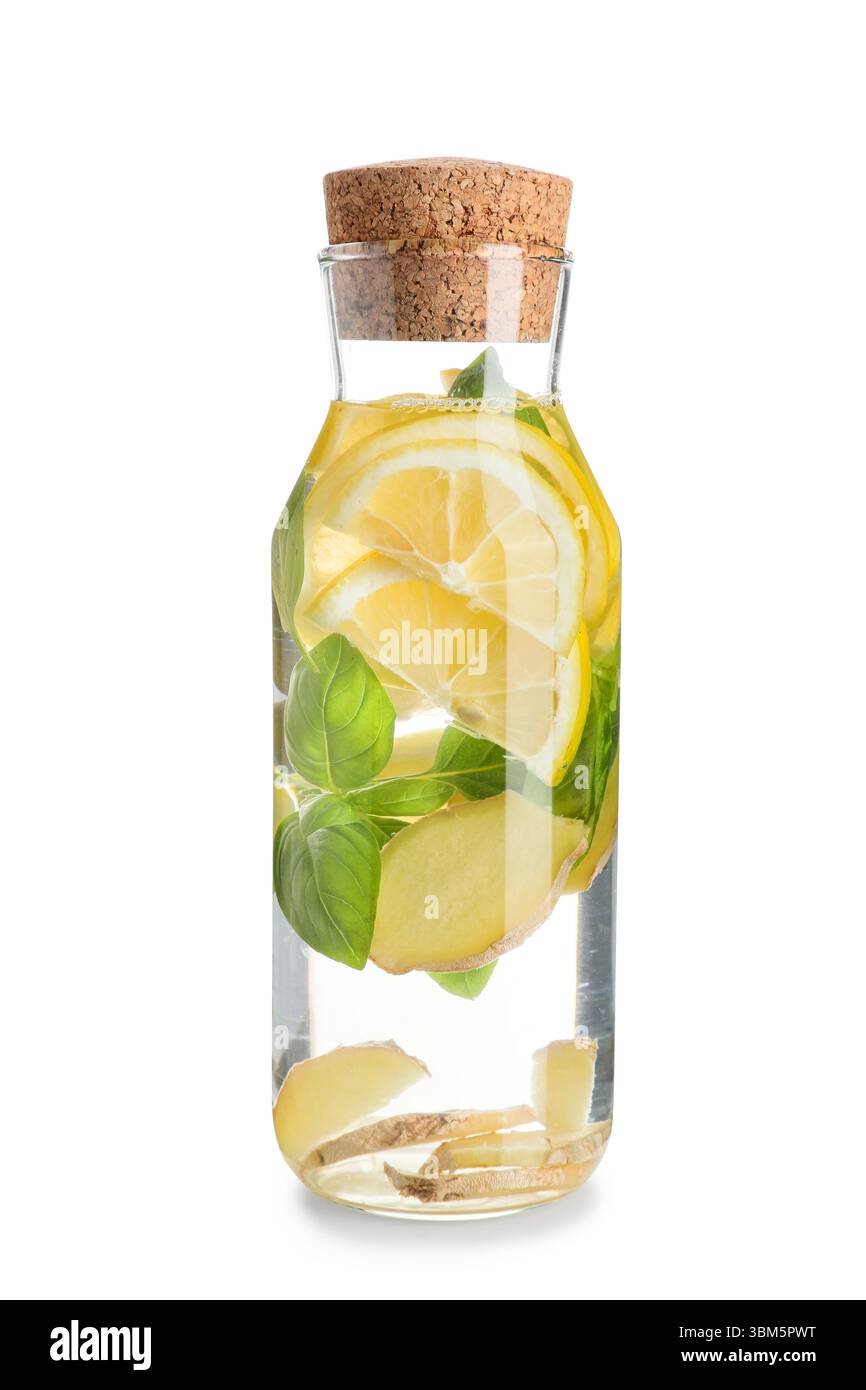 Bottle infused water basil Cut Out Stock Images & Pictures - Alamy