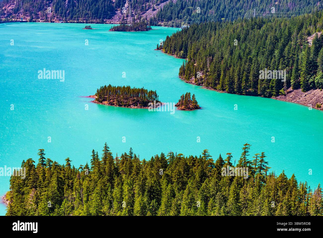 Scenic nature view over Diablo lake. Diablo lake with mountain ...