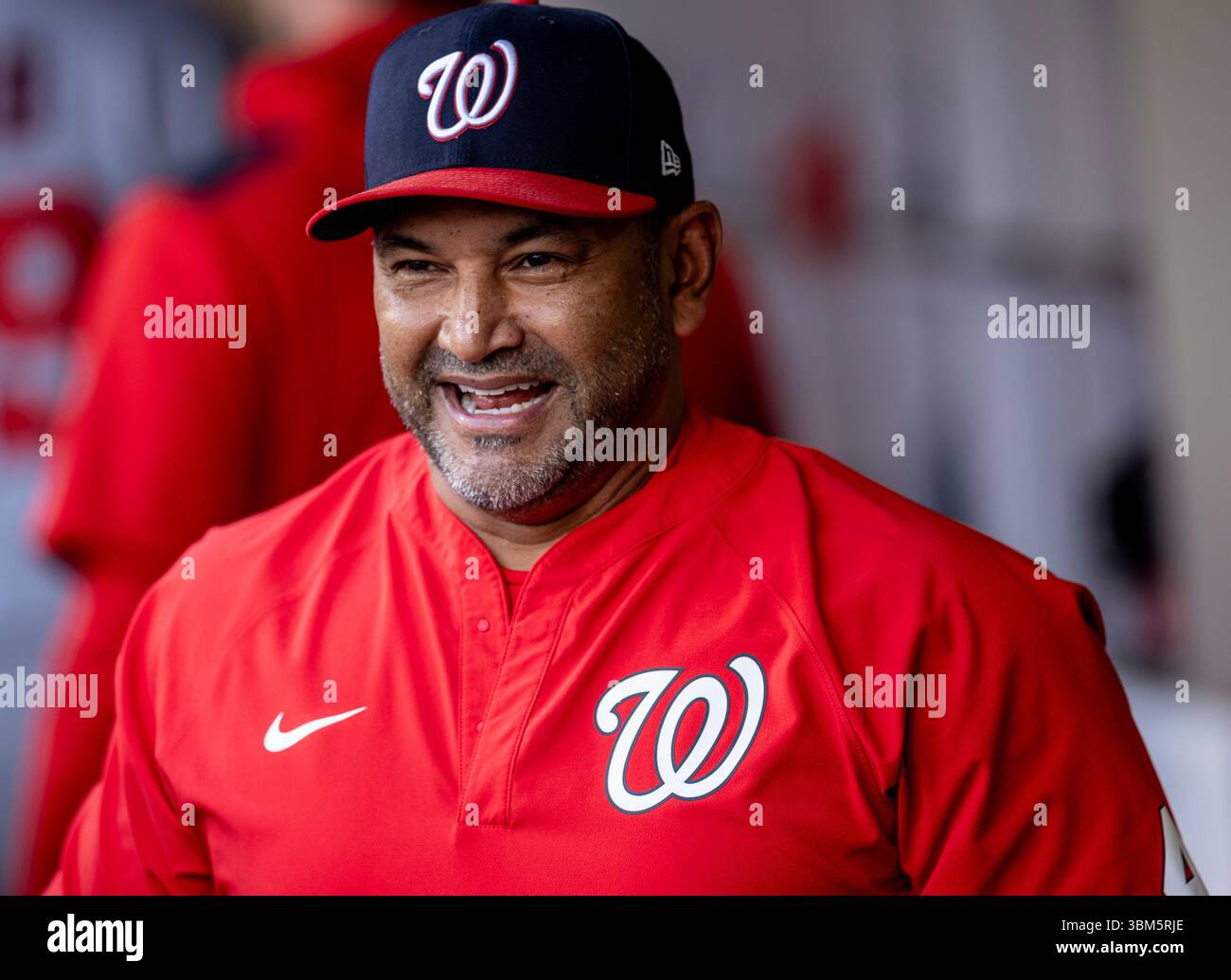 Washington Nationals manager Dave Martinez in the dugout before a ...