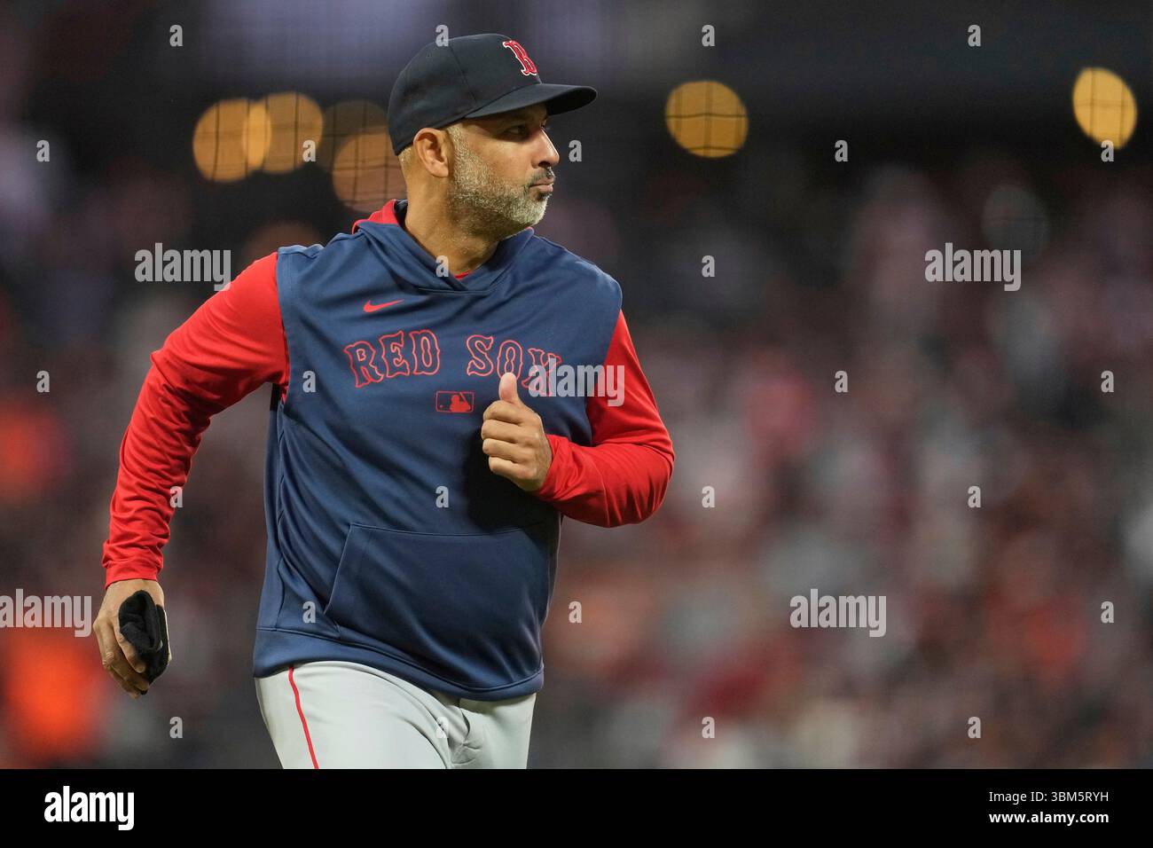 Boston Red Sox manager Alex Cora during a baseball game against the San ...