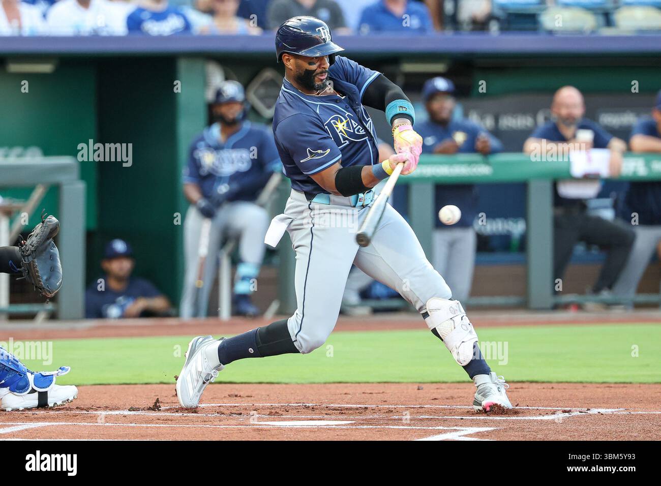 Kansas City, MO, USA. 24th June, 2025. Tampa Bay Rays first baseman ...