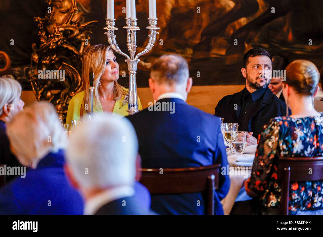Queen Maxima and President of Ukraine Volodymyr Zelenskyy during a ...