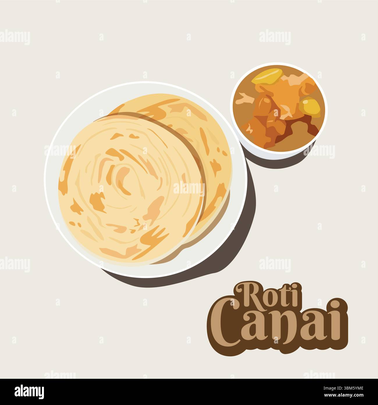 Vector illustration of famous Malaysian food, Roti Canai Stock Vector ...