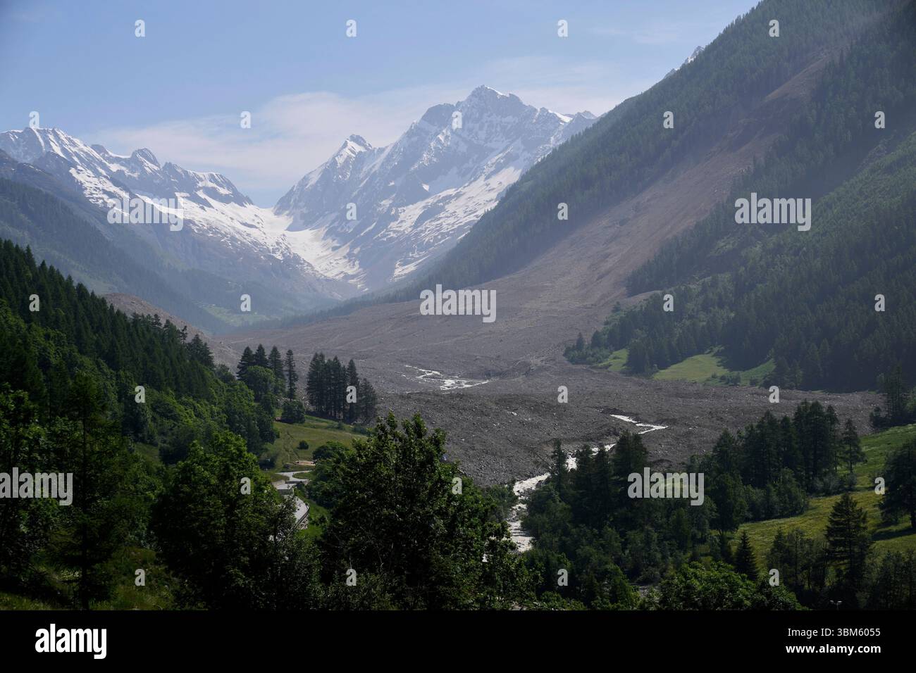 The aftermath of the Birch Glacier collapse is visible in Blatten ...
