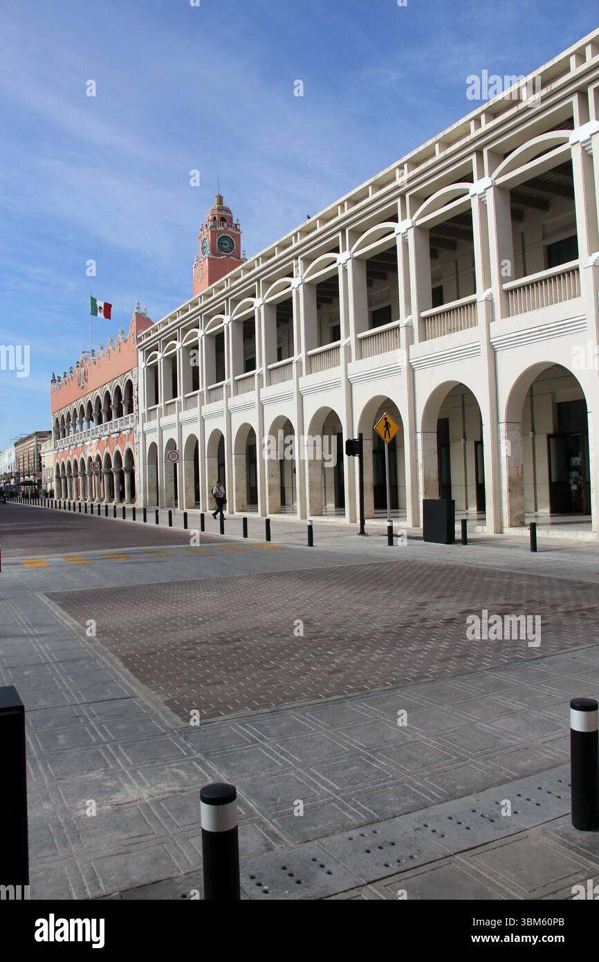 Merida, Yucatan, Mexico - Oct 28, 2024: The pink building in the main ...