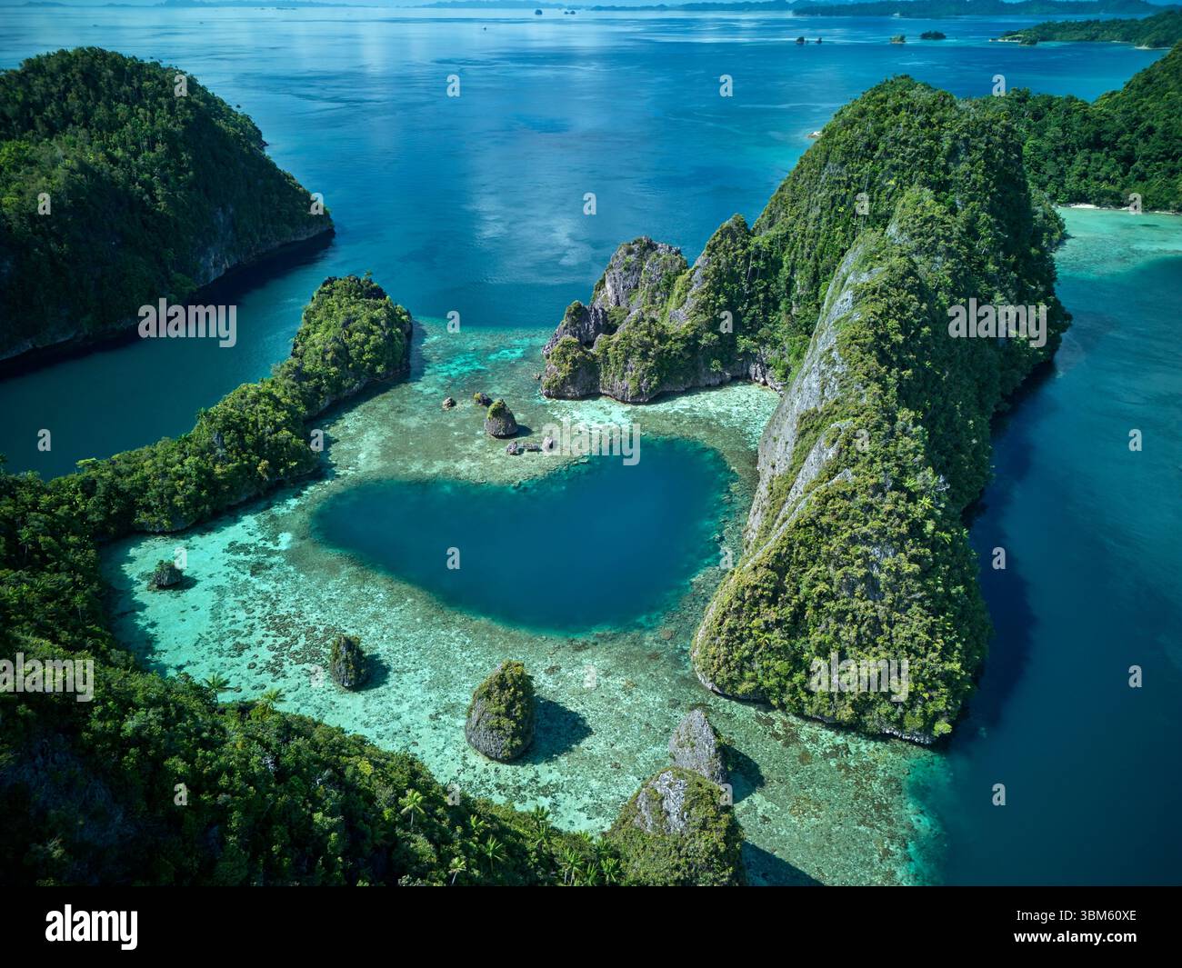 Love Pool, Dafalen Island, Misool, Raja Ampat, Indonesia - aerial Stock ...