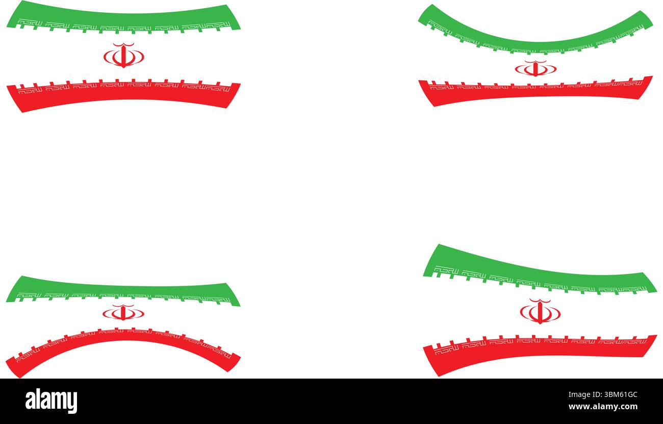 Curved Iranian Flag Set in Wavy Ribbon Style with Emblem Vector for Poster or Banner Use 4K ...