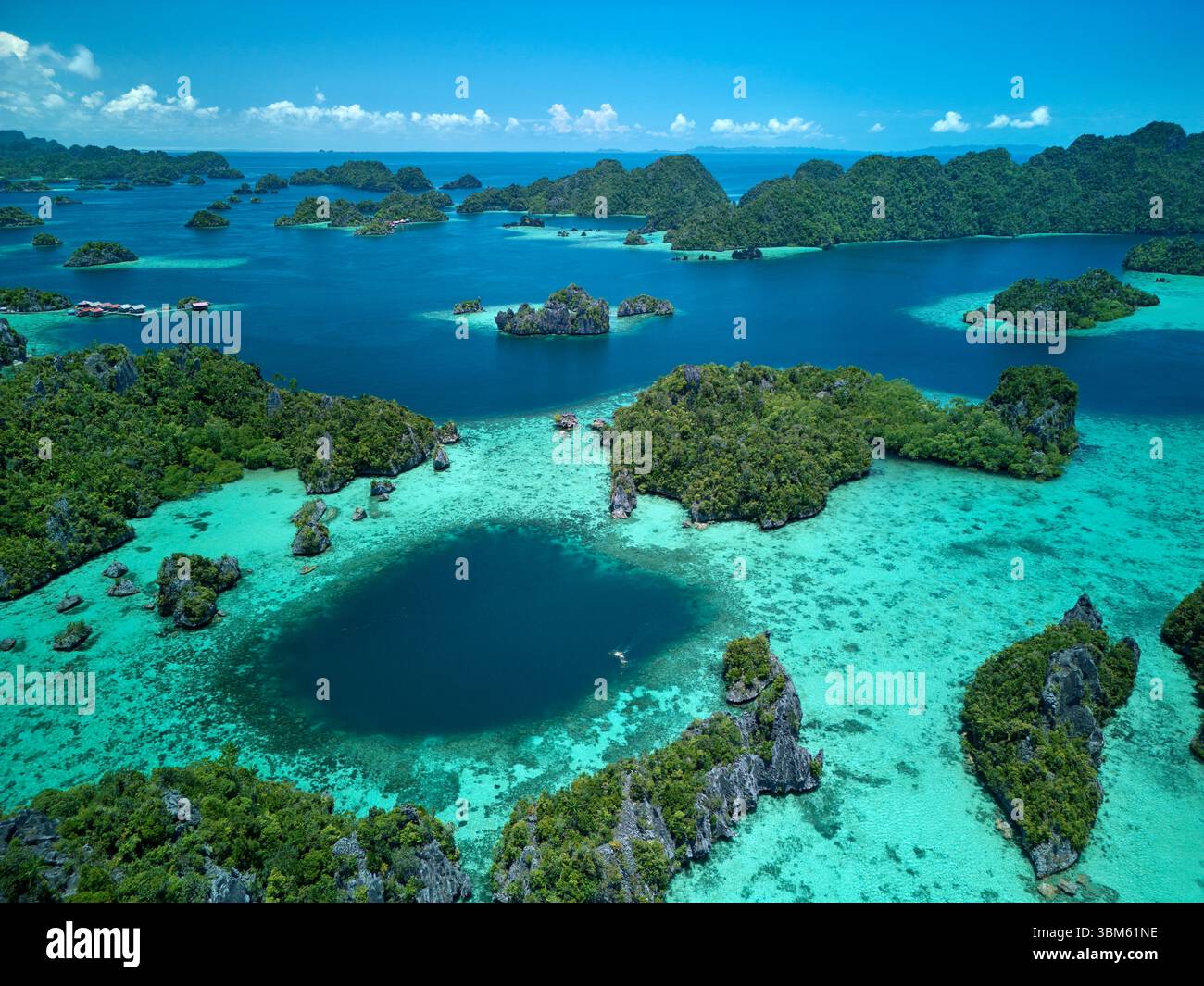 Inner archipelago, Misool, Raja Ampat, Indonesia - aerial Stock Photo ...
