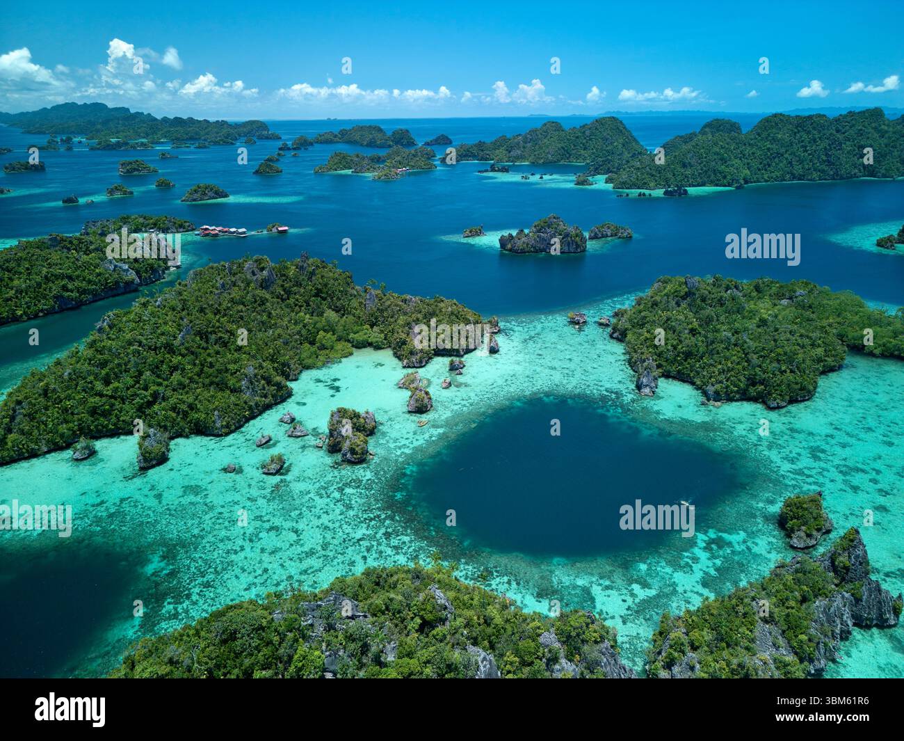 Inner archipelago, Misool, Raja Ampat, Indonesia - aerial Stock Photo ...