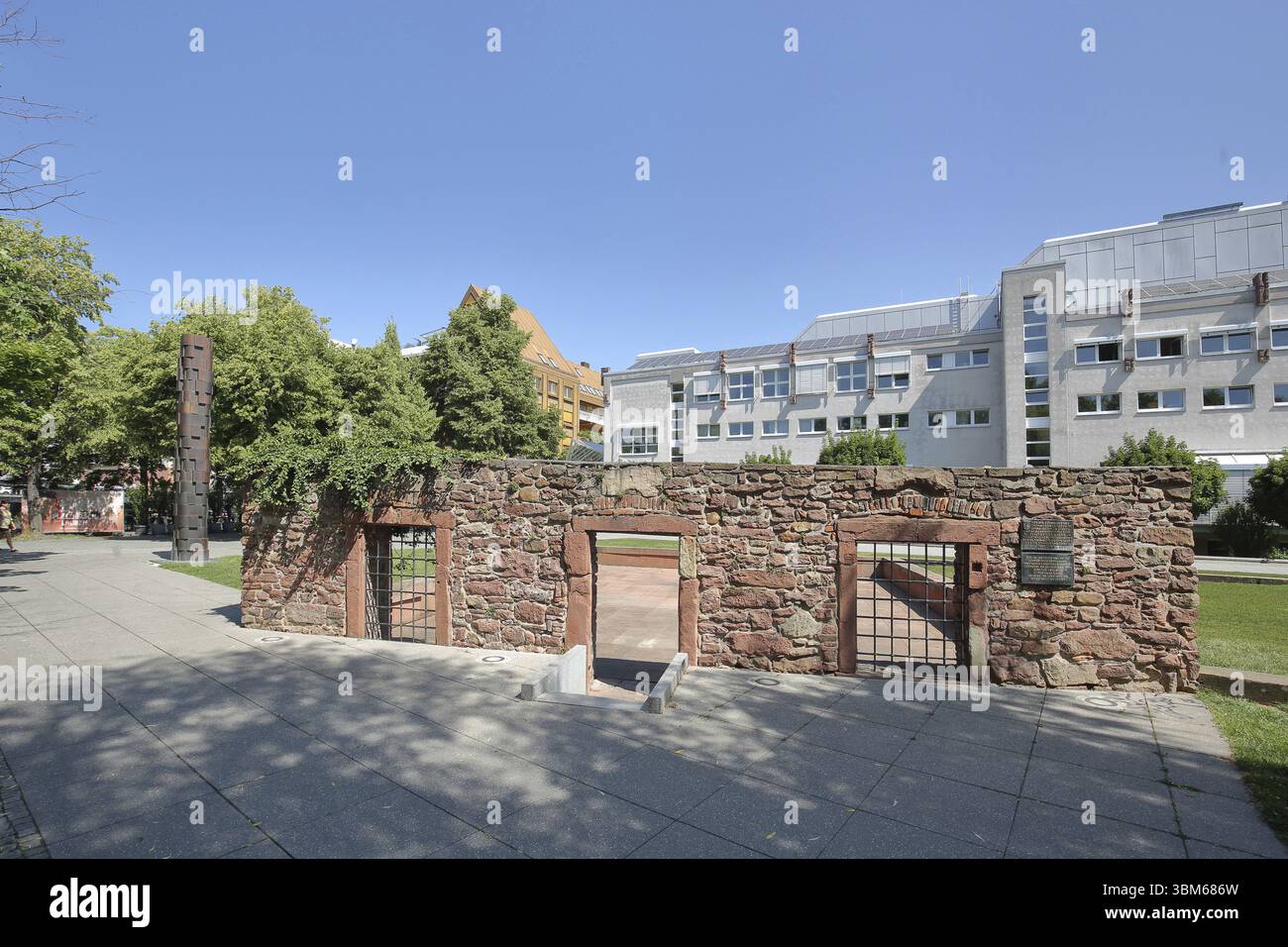 Remains of the south wall of the former historic orphanage, wall ...