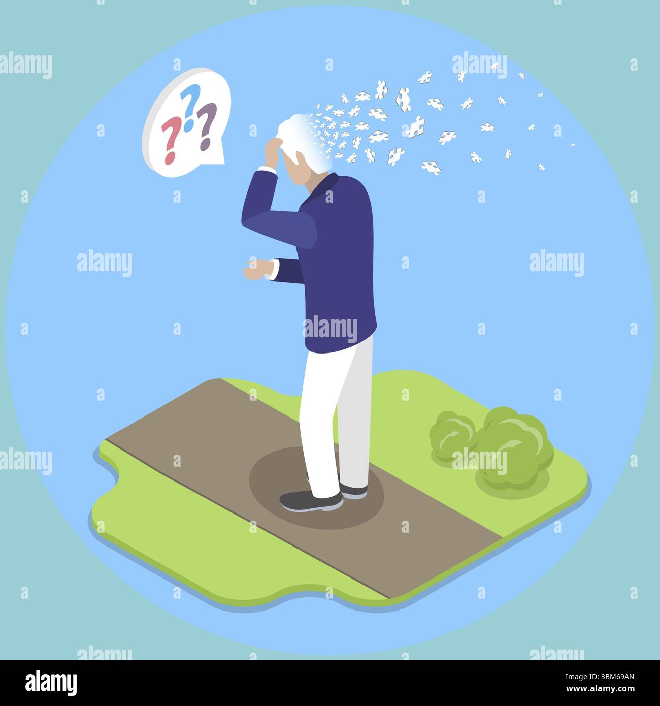 3D Isometric Flat Illustration of Memory Loss, Alzheimer disease Stock ...