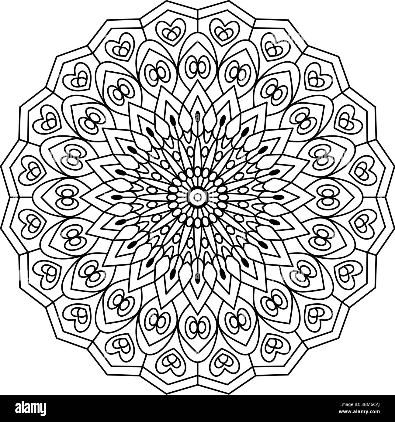Detailed Heart Mandala for Coloring & Mindfulness Stock Vector Image ...