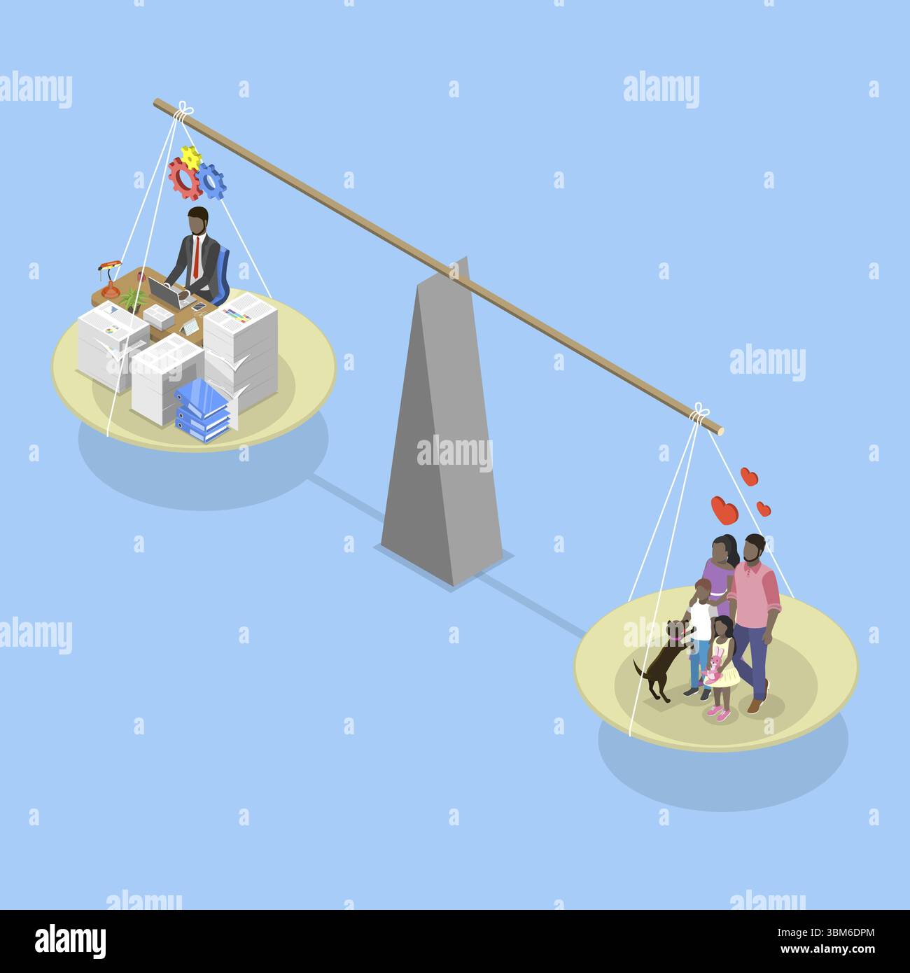3D Isometric Flat Illustration of Balancing Life Challenge, A Decisive ...