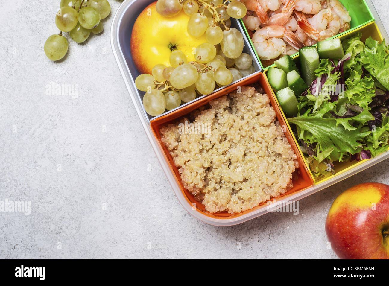 Lunch box with a balanced meal. Fruits Vegetables Proteins and ...